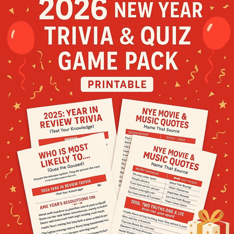 2026 New Year's Eve Trivia Game | Printable Quiz (instant Download ...