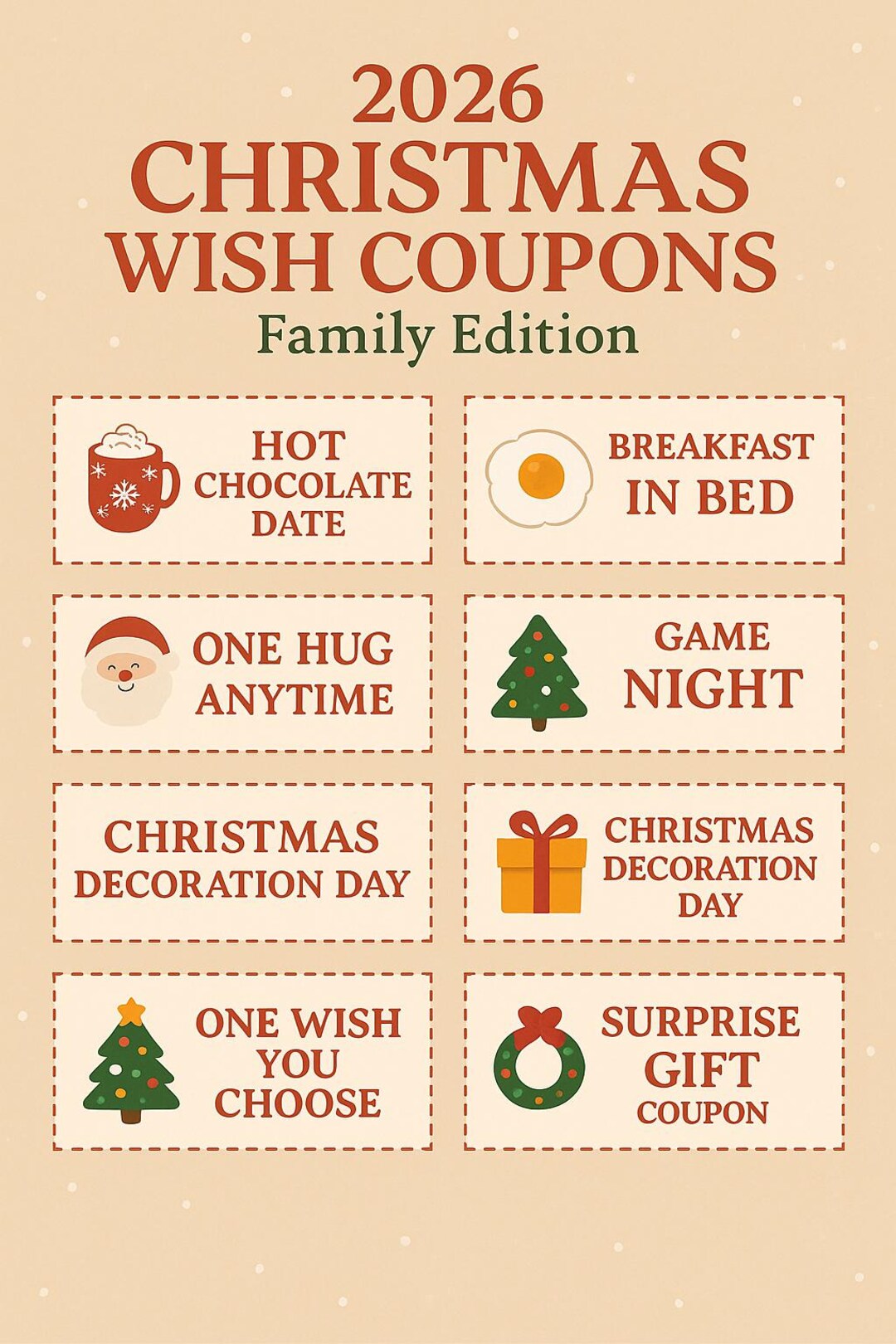 2026 Christmas Wish Coupons - Family Holiday Activities (instant PDF ...