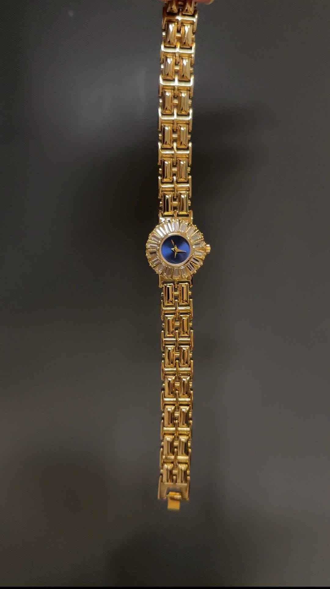 Women's Gold Watch, Blue Face Gold Crystal Gemstone Watch, Unique Watch ...