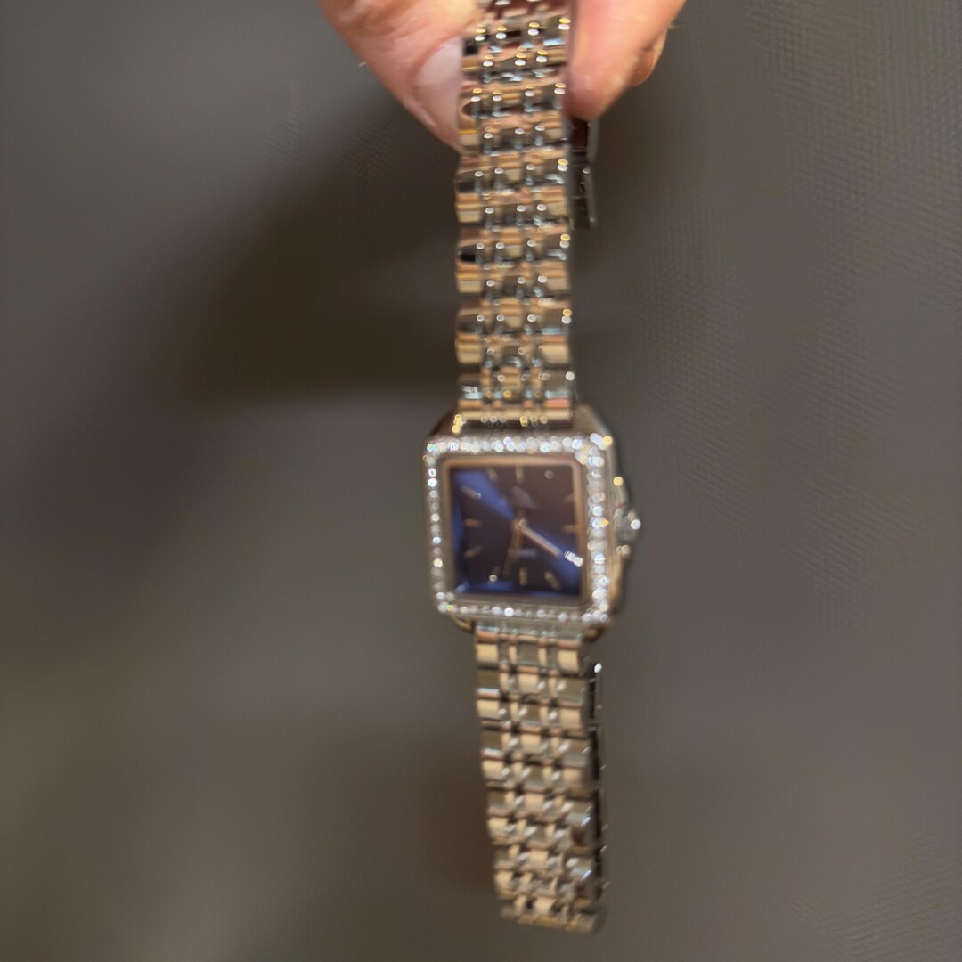 Women's Crystal Silver Watch, Blue Face Silver Crystal Gemstone Watch ...