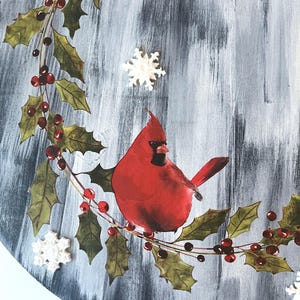Hand Painted Winter Cardinal Themed Wall Hanging - Etsy
