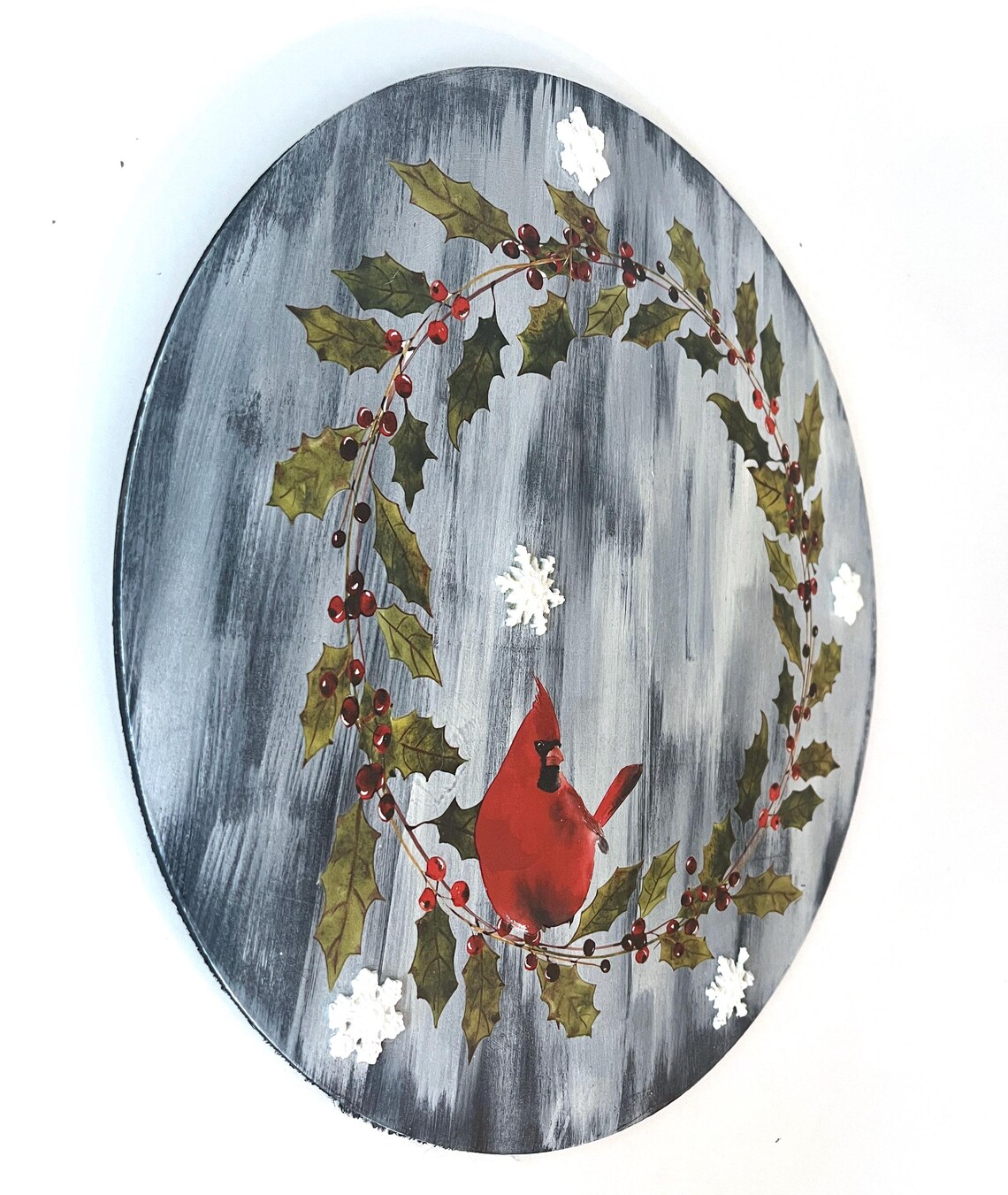 Hand Painted Winter Cardinal Themed Wall Hanging - Etsy