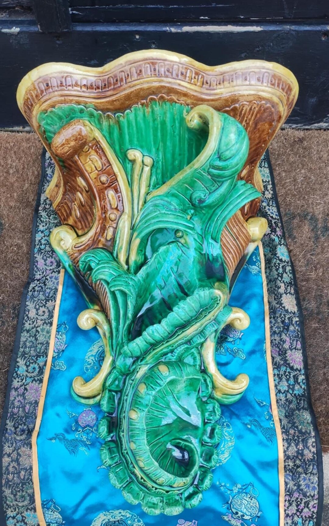 Vintage Majolica Glazed Ceramic Wall Brackets With Ocean Motifs - Etsy