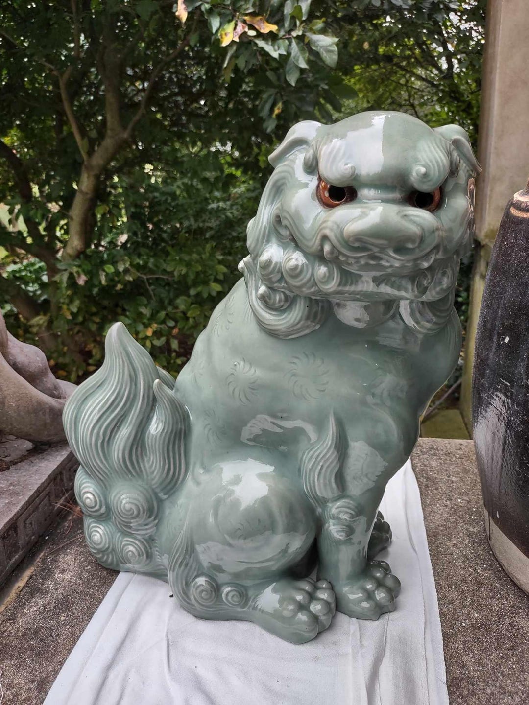 Antique Japanese Meiji Style Celadon Jade Glazed Foo Dog Statue - Etsy