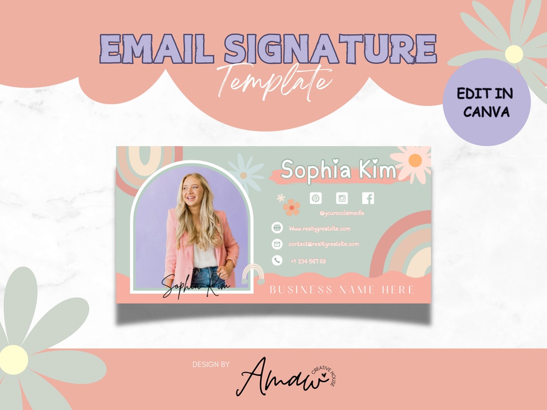 Email Signature Editable Mint Canva Template - Etsy