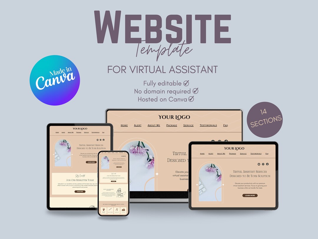 Virtual Assistant Website Template Portfolio Virtual Assistant Canva ...