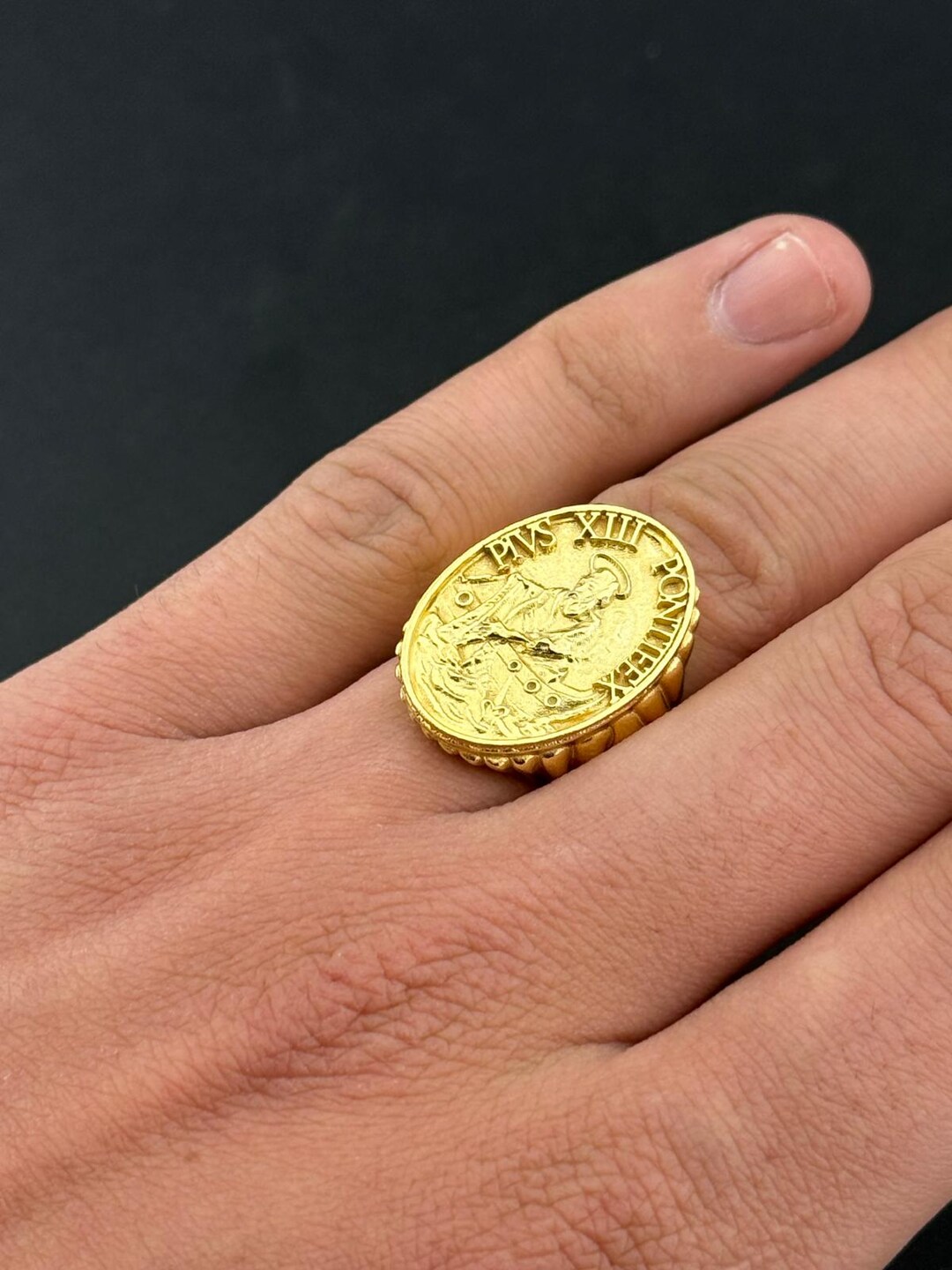 Personalized Bishop Ring, Pope Pivs IX, Fisherman Ring, 925 Sterling ...