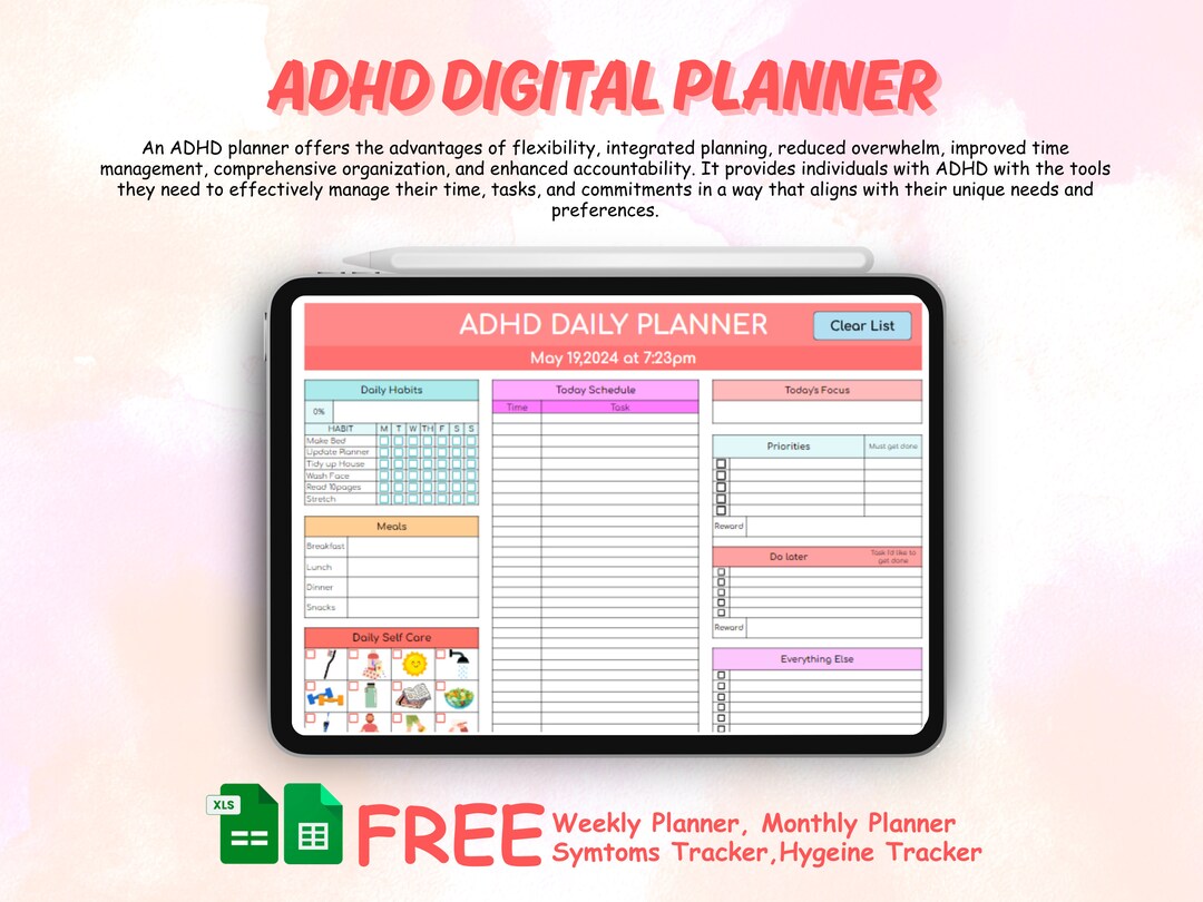 ADHD Digital Planner, ADHD Digital Symptoms Tracker, ADHD Digital ...