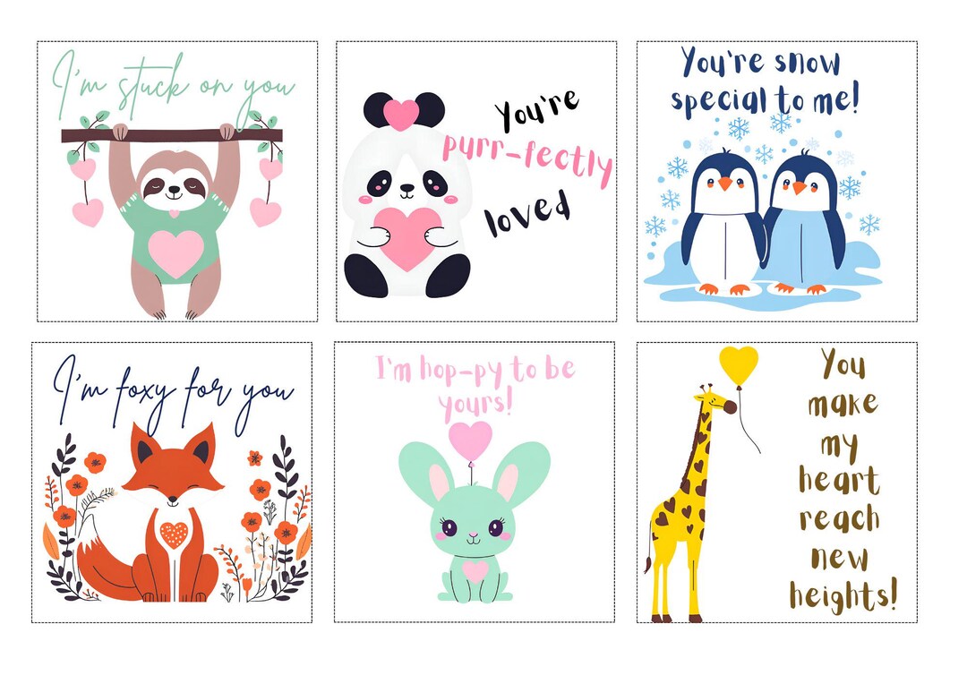 Printable Valentines Day Cards, Cute Animal Valentines Day Cards ...