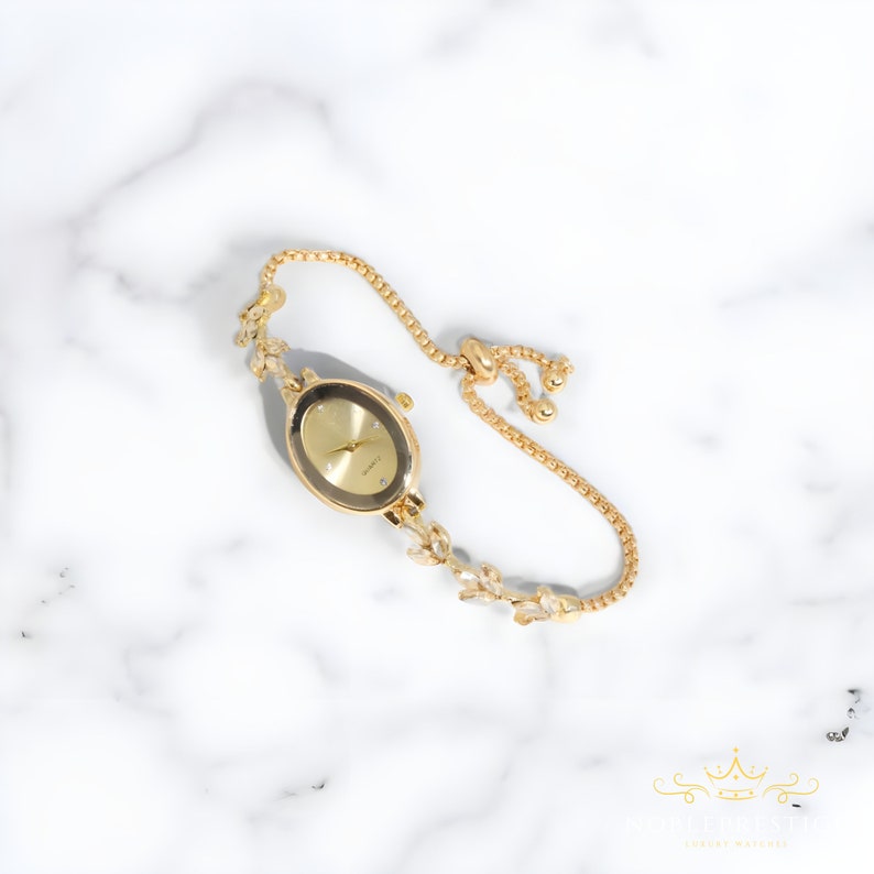 Vintage Gold Watch Adjustable Women's Luxury Oval Watches Small Face ...