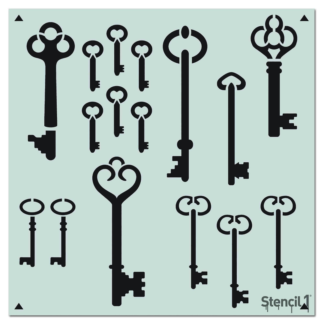Skeleton Keys Repeat Pattern Wall Stencil- Reusable Craft &DIY Stencils ...