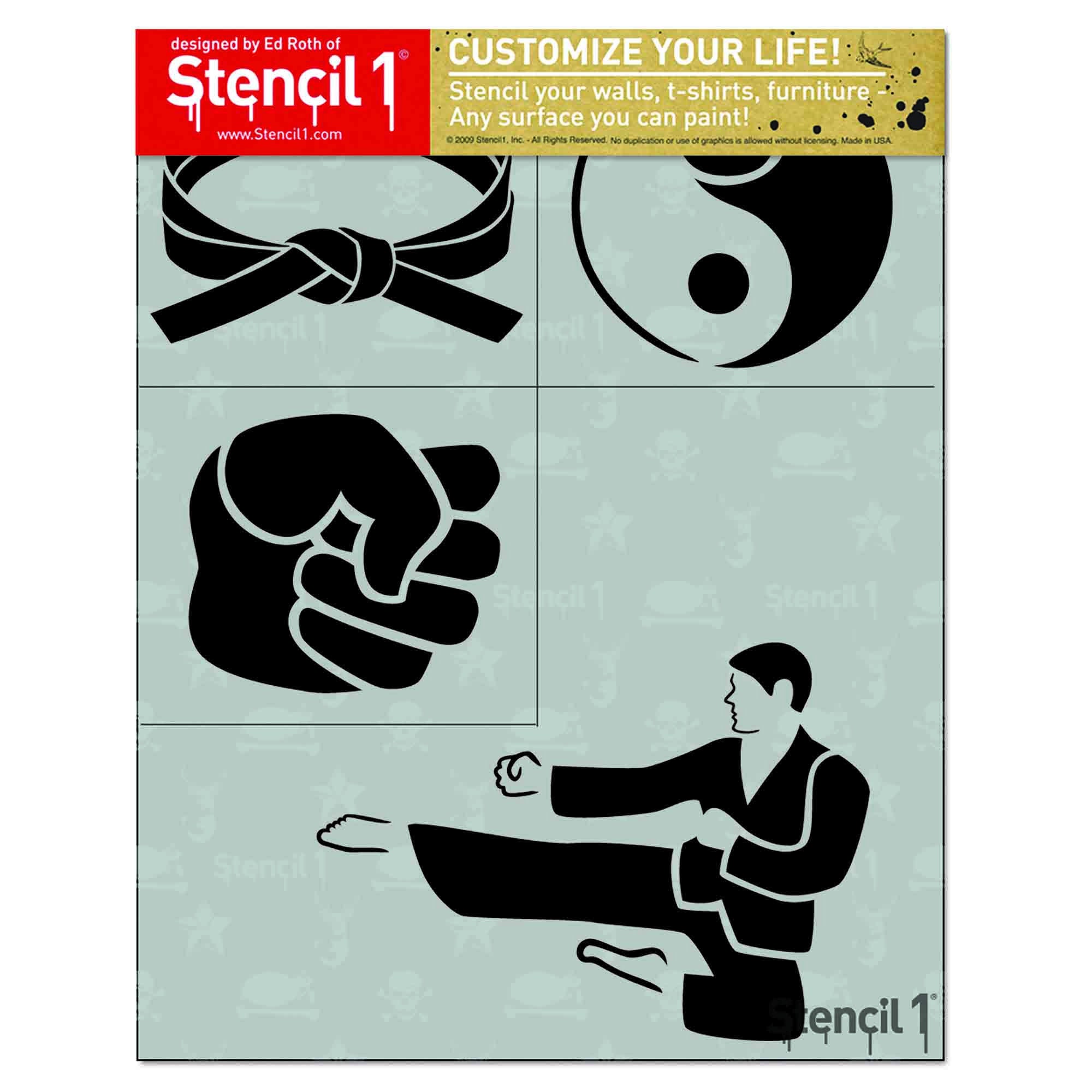 Martial Arts 4 Pack Stencil- Reusable Craft &DIY Stencils- S1_4P_24 -8 ...