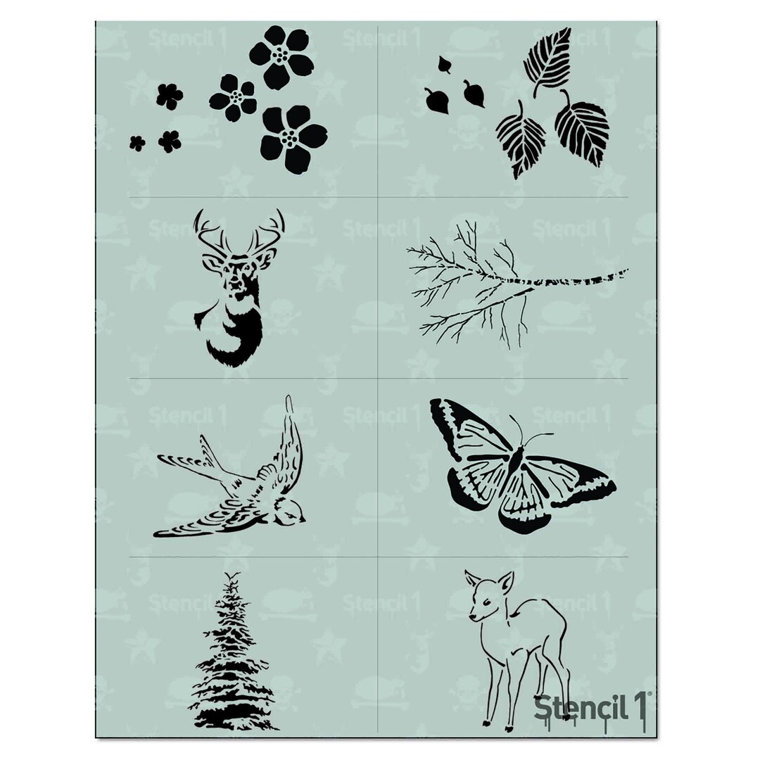 Nature 8 Pack Stencil- Reusable Crafts & DIY Stencils- S1_01_94 -8.5x11 ...