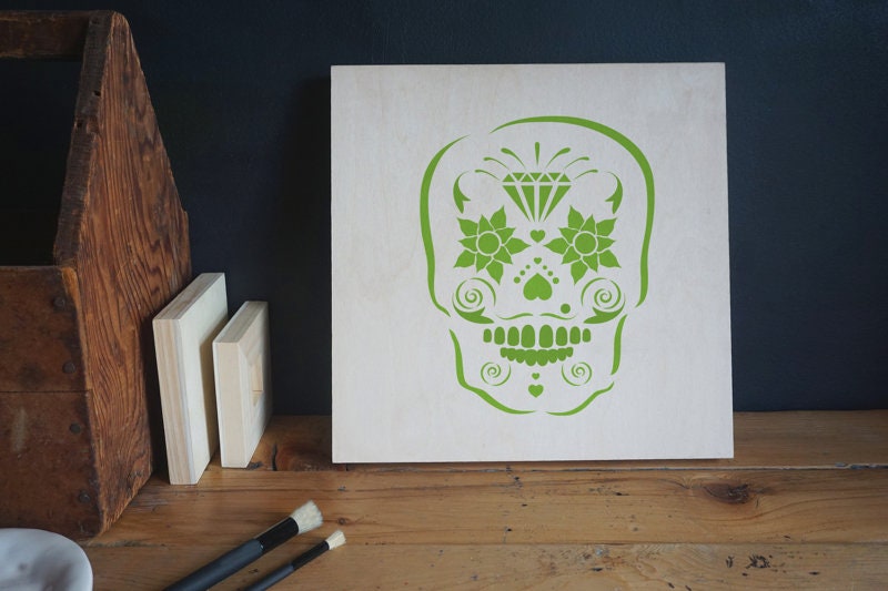 Sugar Skull Stencil Reusable Craft & DIY Stencils S1_2L_13 - Etsy