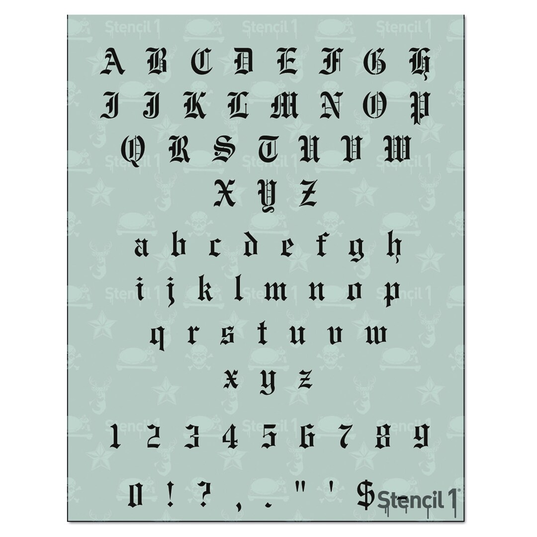 1/2" Old English Font Stencil - Reusable Craft & DIY Stencils - S1_ALPH ...