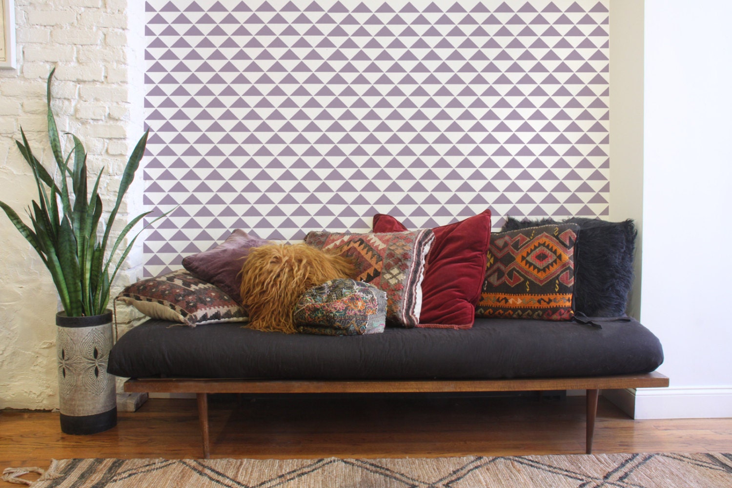 Staggered Triangle Repeat Pattern Wall Stencil - Reusable Craft & DIY ...