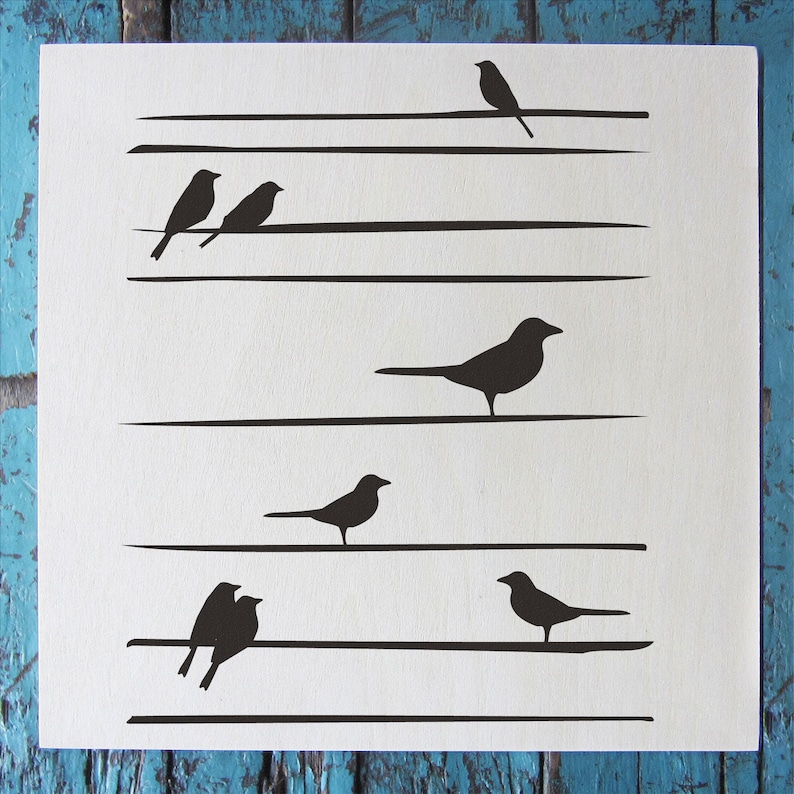 Birds on Straight Lines Stencil - Reusable Craft & DIY Stencils - S1_01 ...