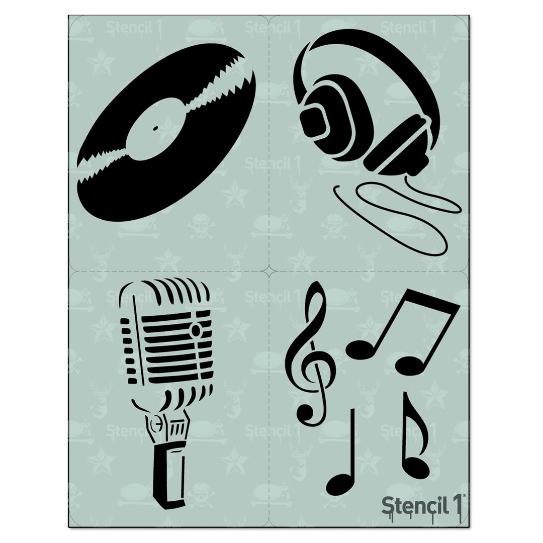 Music V2 4 Pack Stencil- Reusable Craft & DIY Stencils- S1_4P_14 -8 ...