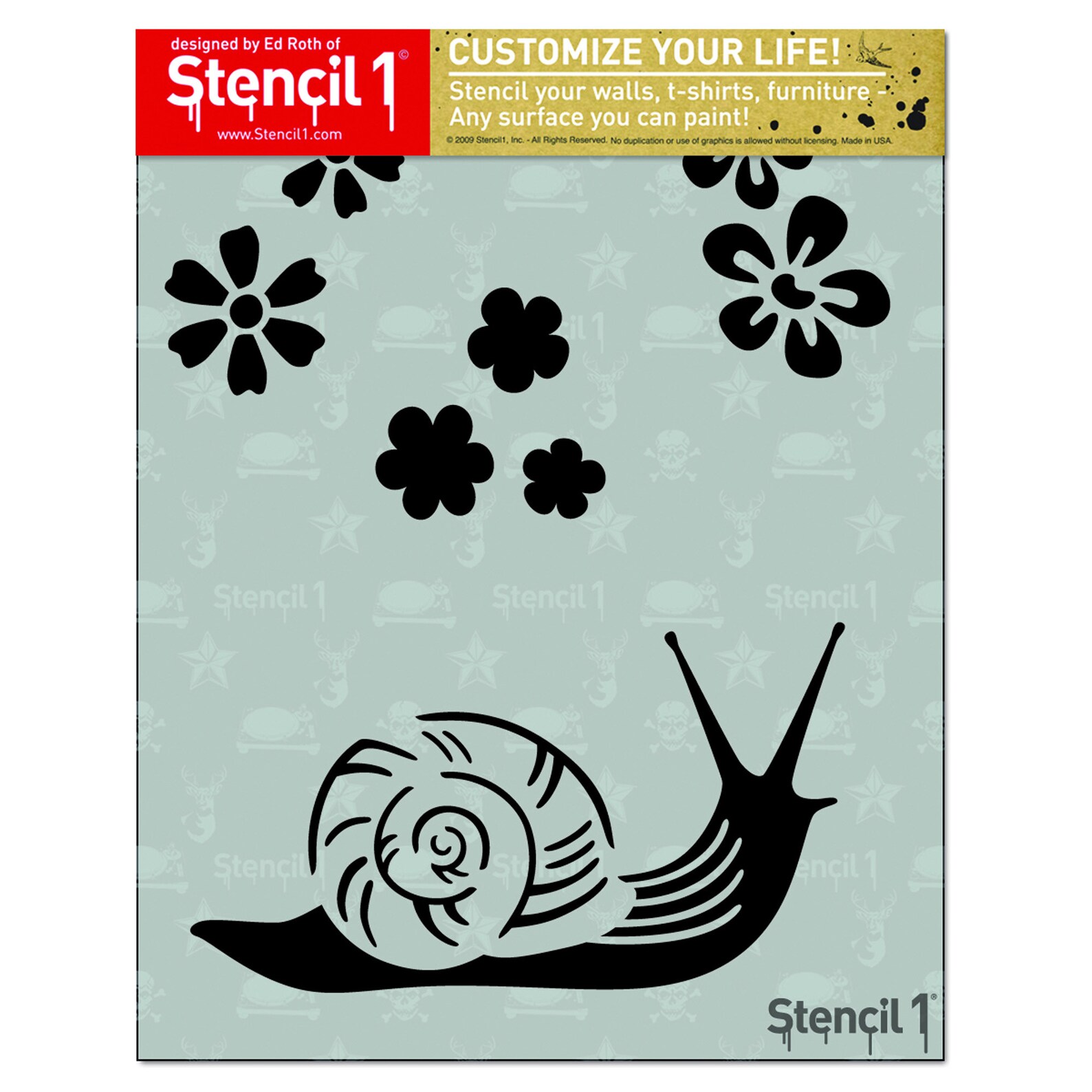 Snail and Flowers Stencil Reusable Craft & DIY Stencils | Etsy