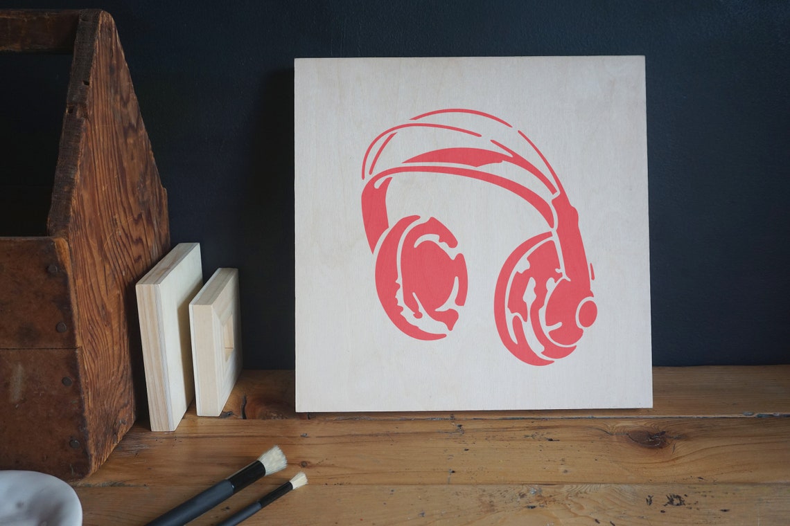 Headphones Stencil music stencil Reusable Craft & DIY | Etsy