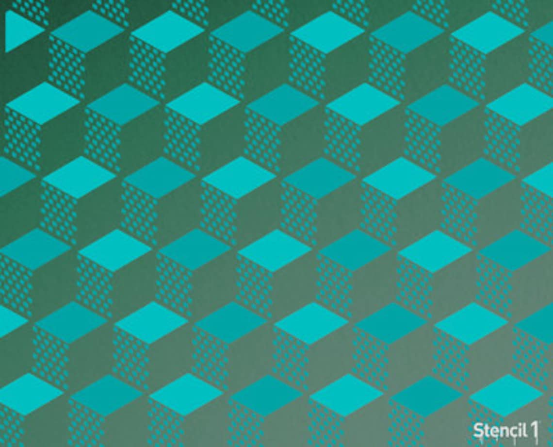 Geometric 3D Repeat Pattern Wall Stencil- Reusable Craft & DIY Stencils ...