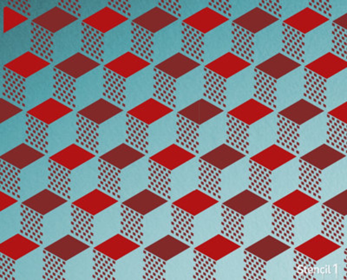 Geometric 3D Repeat Pattern Wall Stencil Reusable Craft & DIY | Etsy