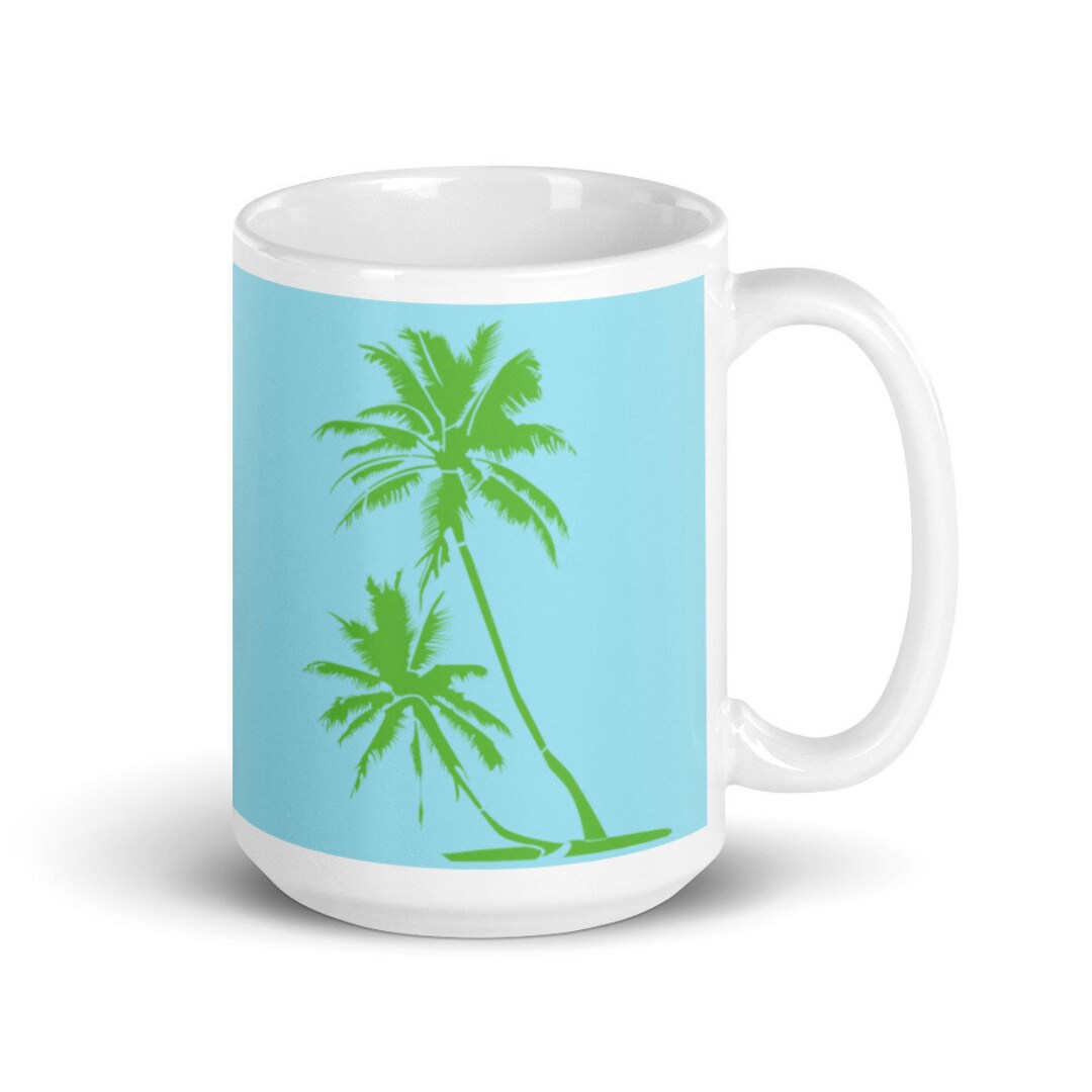 Blue/green Palm Tree Mug by Stencil1 Coffee Tea | Tropical | Nature ...