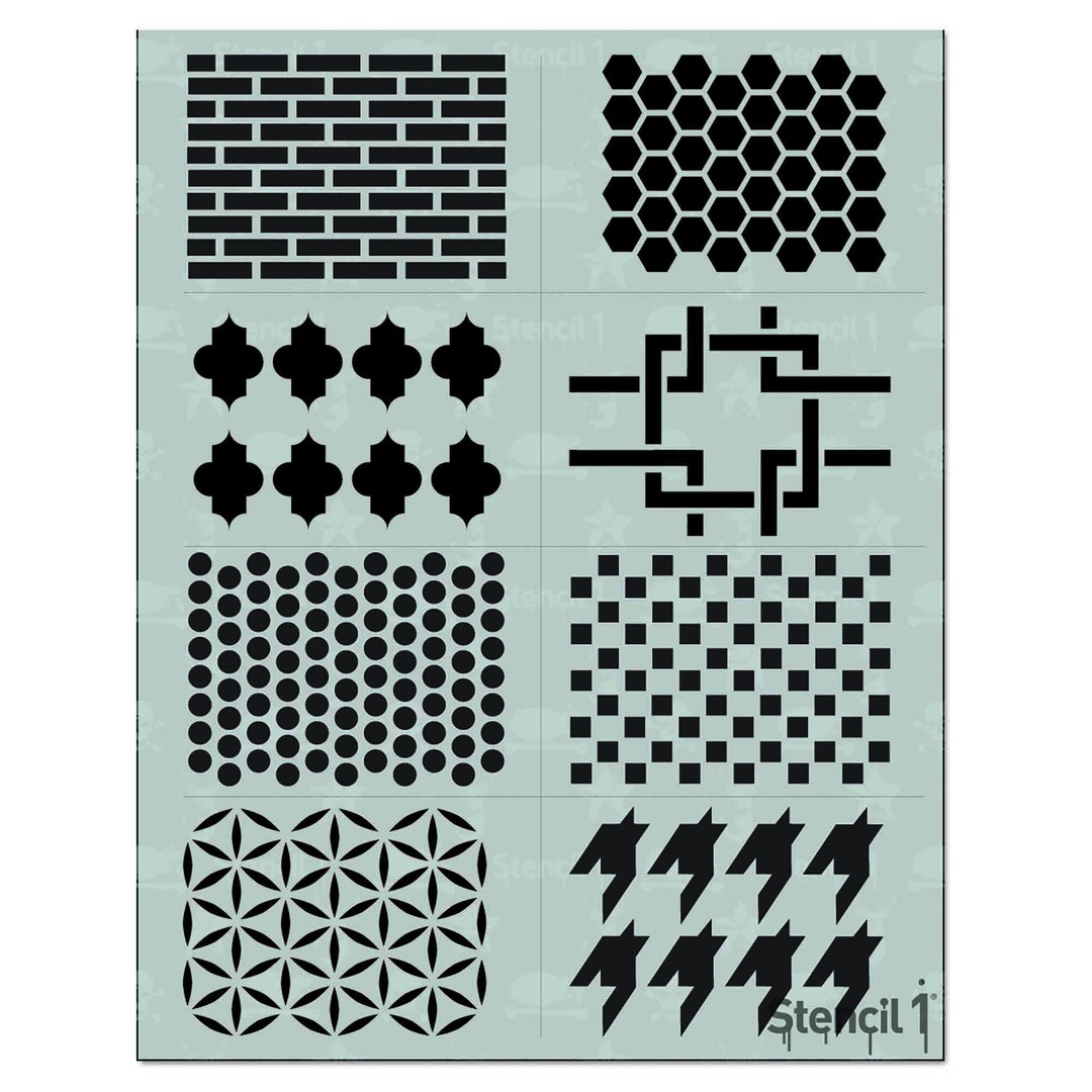 Patterns 8 Pack Stencil- Reusable Craft & DIY Stencils- S1_01_96 -8 ...