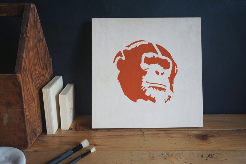 Chimp Stencil Reusable Crafts & DIY Stencils S1_01_02 - Etsy