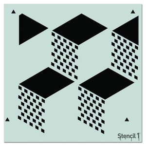 Geometric 3D Repeat Pattern Wall Stencil- Reusable Craft & DIY Stencils ...