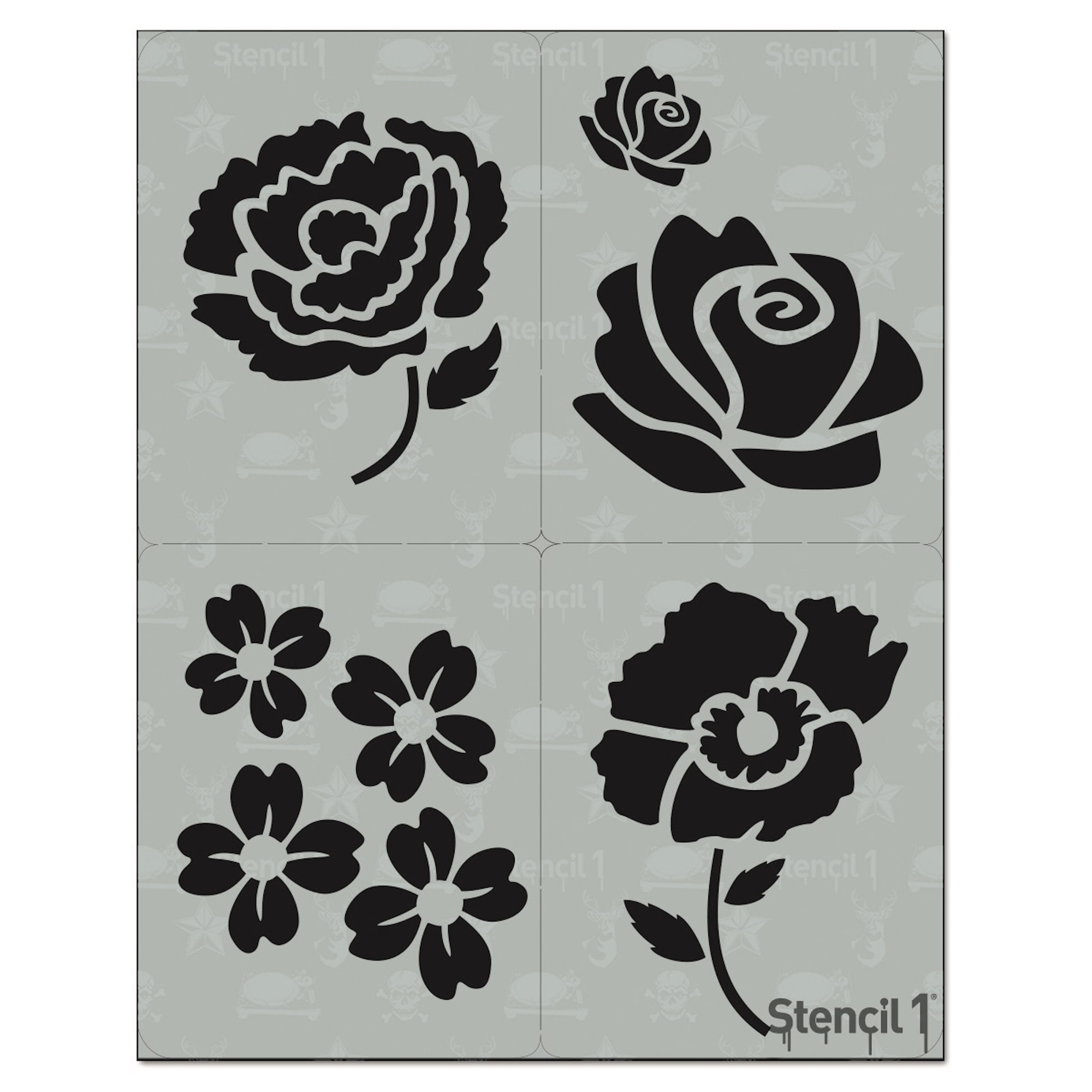Flower Stencil 4-pack Reusable Craft & DIY Stencils | Etsy