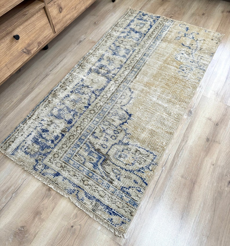 3x5 Beige Turkish Rug, Vintage Rug 3x5, Oushak Rug, Handmade, Handwoven ...