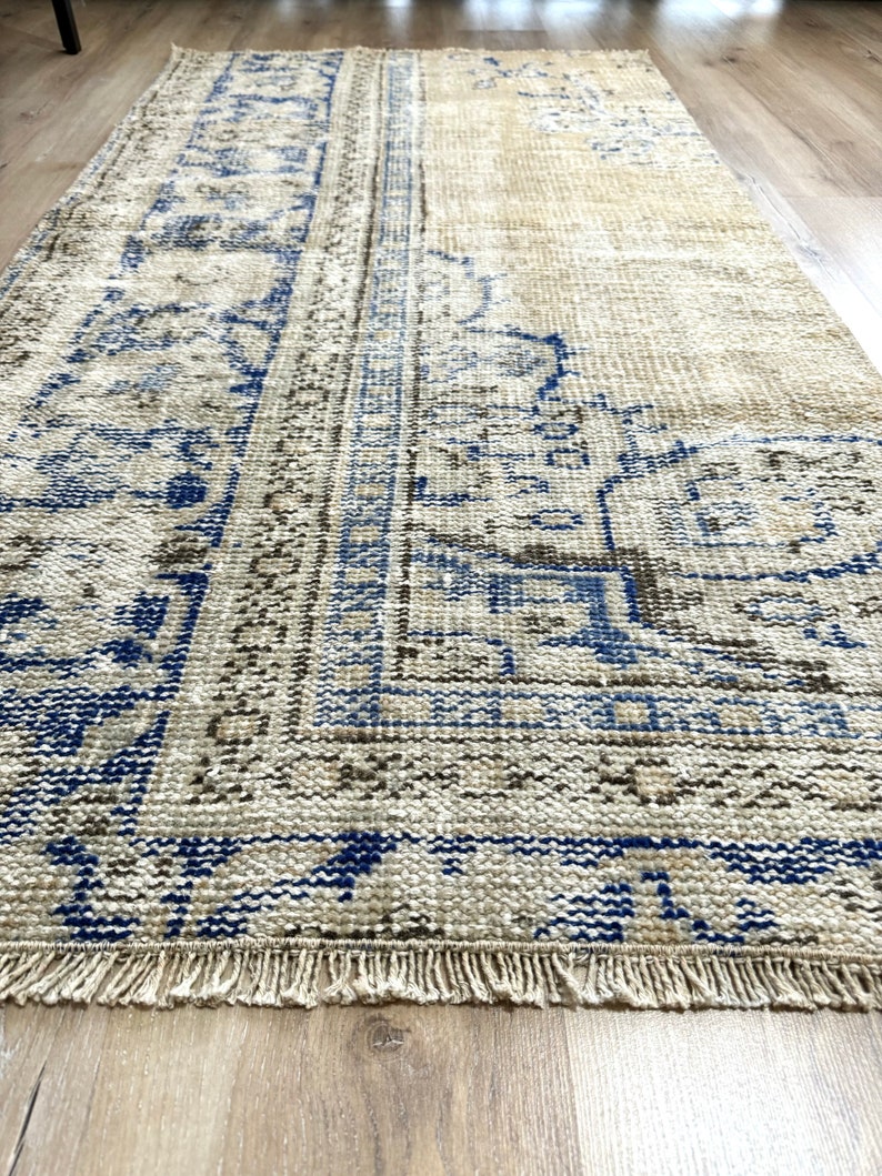 3x5 Beige Turkish Rug, Vintage Rug 3x5, Oushak Rug, Handmade, Handwoven ...