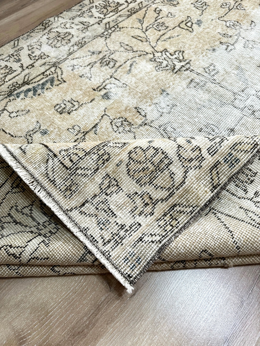 5x8 Vintage Neutral Rug, Beige Rug, Wool Rug, Oushak Turkish Rug, Area ...