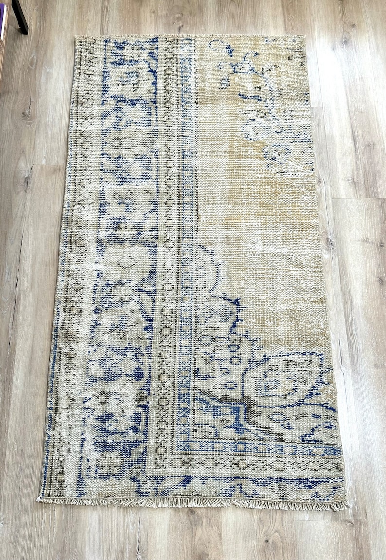 3x5 Beige Turkish Rug, Vintage Rug 3x5, Oushak Rug, Handmade, Handwoven ...