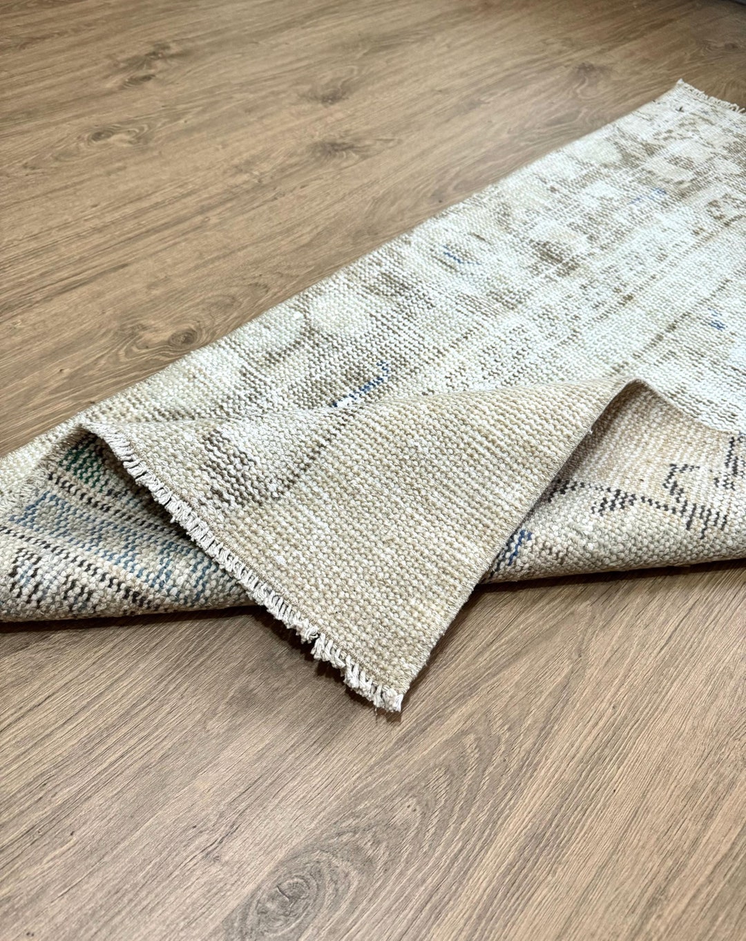2x4 Neutral Small Vintage Rug, Turkish Rug, Oushak Rug, Handmade, Faded ...