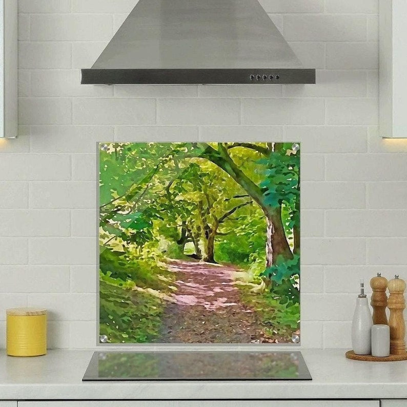 Kitchen Splashback Printed Glass With Original Art Print 'woodland Walk ...