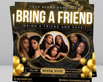 Bring A Friend Flyer, DIY Template, Editable on Canva, Bestie Deal ...