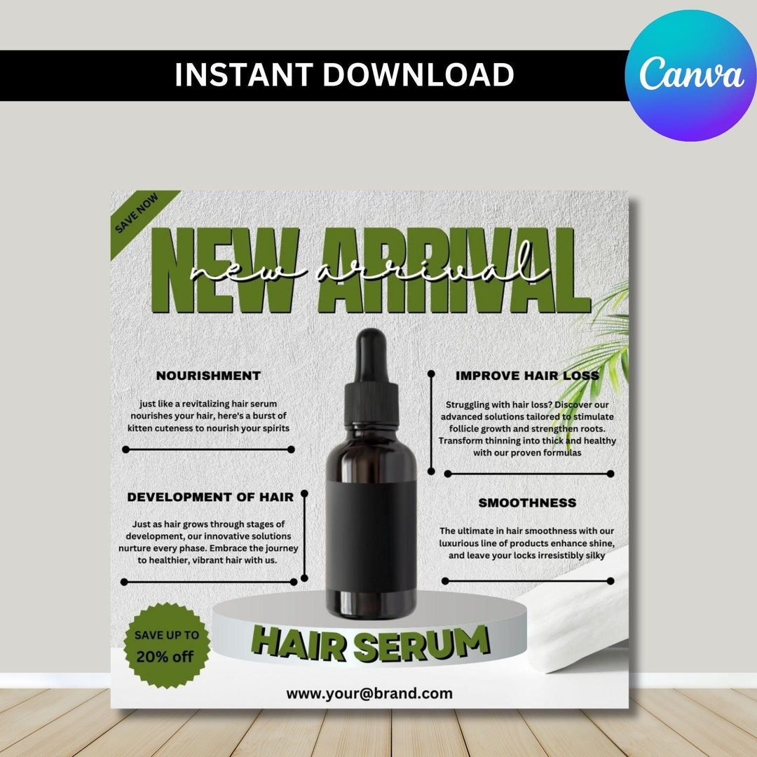 Hair Oil Social Media Flyer, Premade Business Social Media Flyer, Hair ...