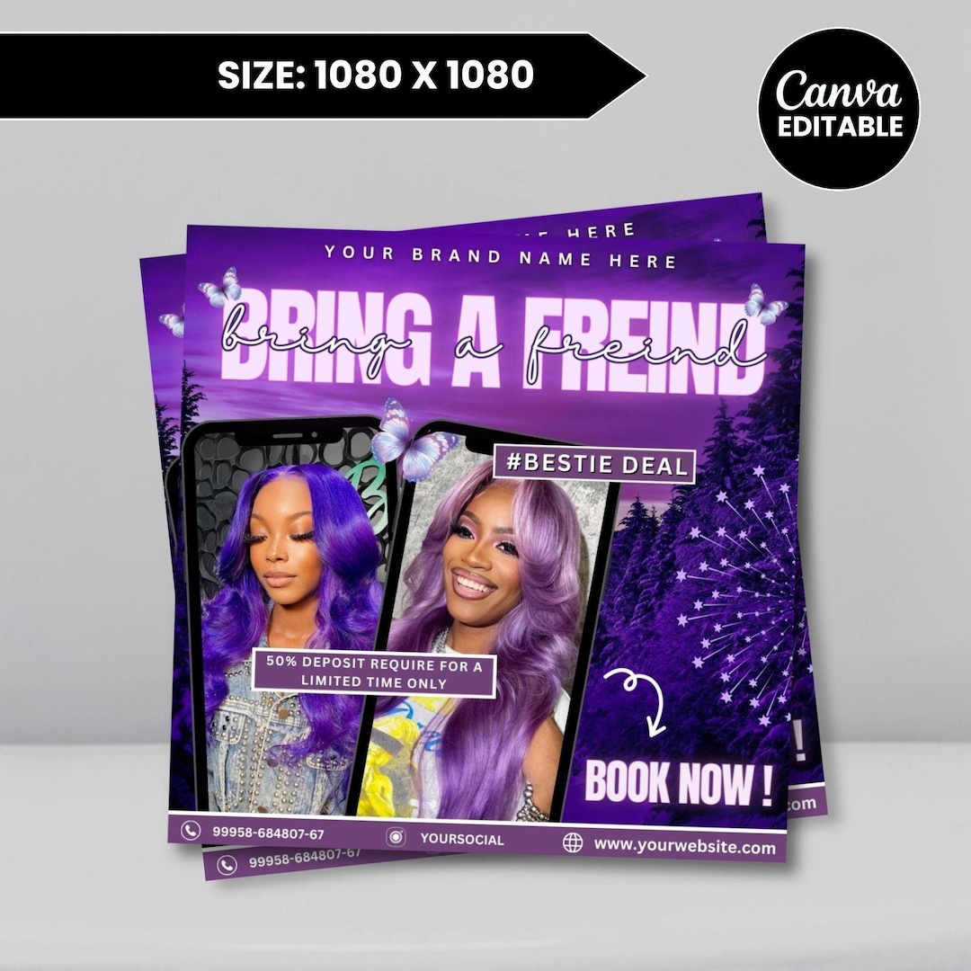 Bring A Friend Flyer, DIY Template, Editable on Canva, Bestie Deal ...