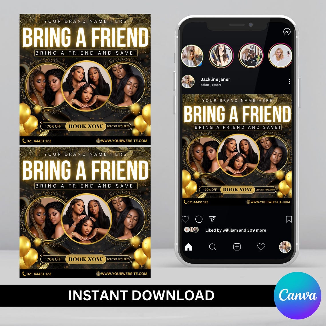 Bring A Friend Flyer, DIY Template, Editable on Canva, Bestie Deal ...
