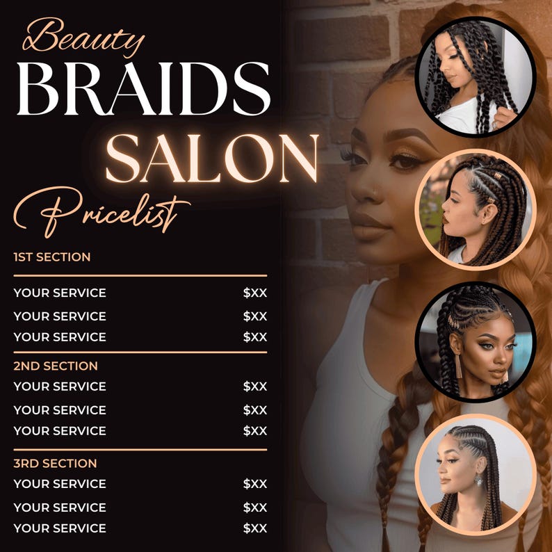 DIY Price List Template, Editable Beauty Salon Pricing Template Design ...