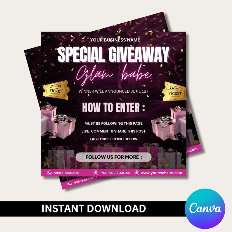Special Giveaway Flyer, DIY Flyer Template Design, Milestone Contest ...
