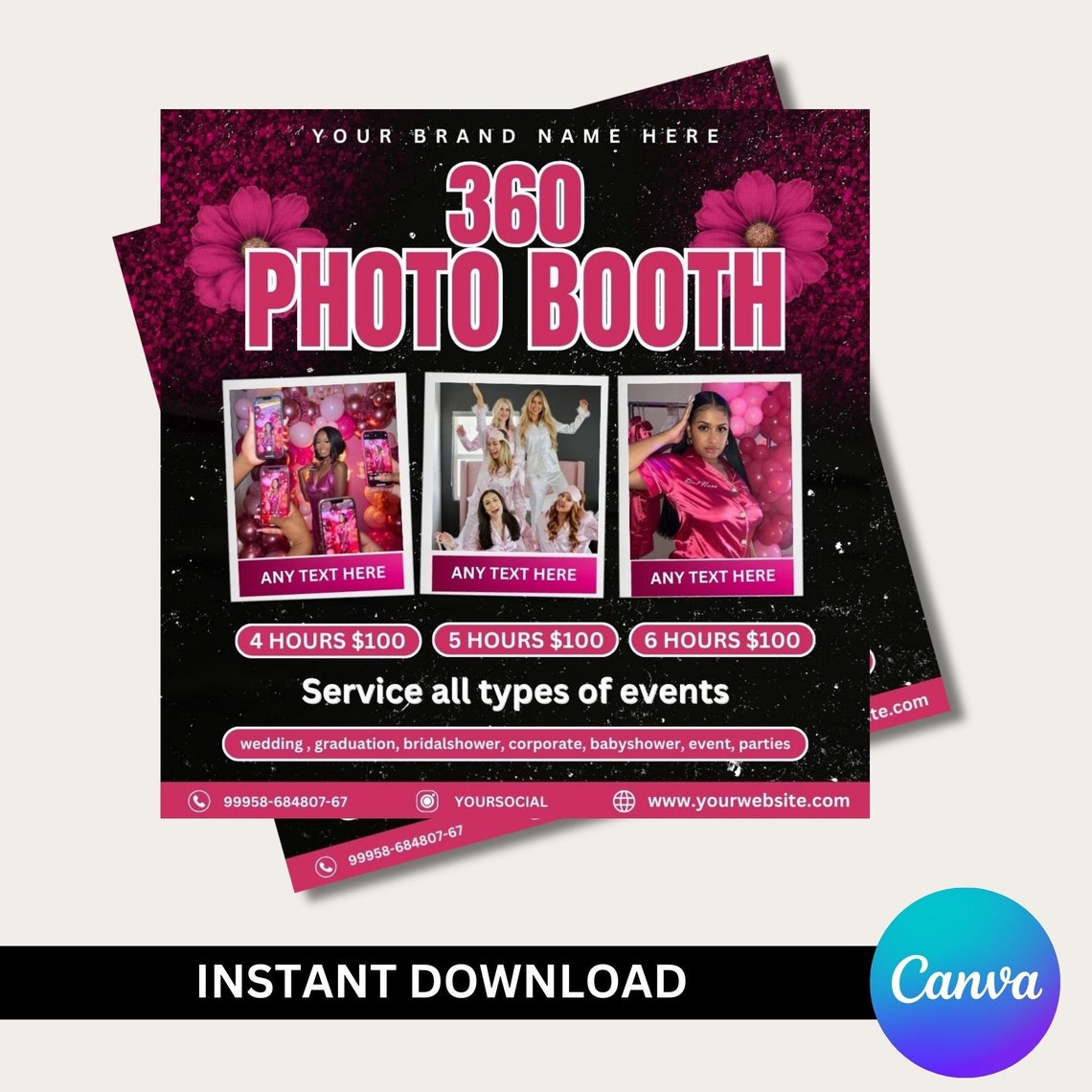 360 Photo Booth Flyer, Photo Booth Social Media Posts, Event ...