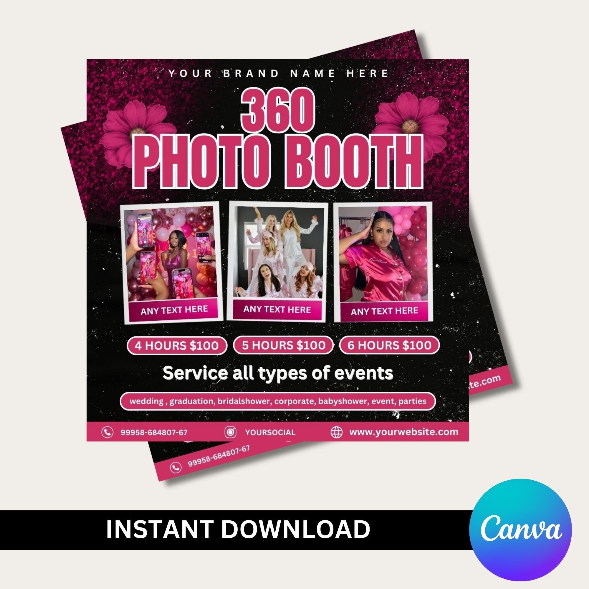 360 Photo Booth Flyer, Photo Booth Social Media Posts, Event ...