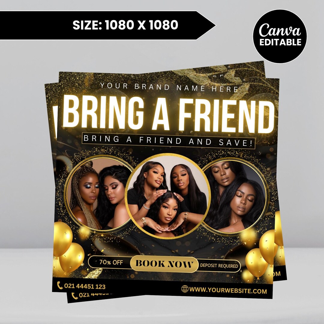 Bring A Friend Flyer, DIY Template, Editable on Canva, Bestie Deal ...