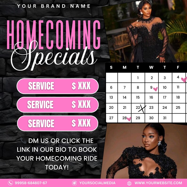 Homecoming Party Flyer Template, Lash Tech Nail Tech Hairstylist ...
