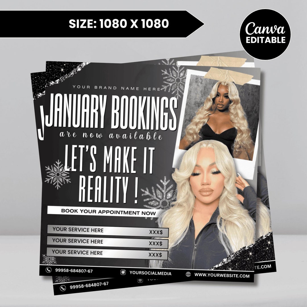 January Booking Flyer, New Year Booking Flyer, Holiday Booking Flyer ...