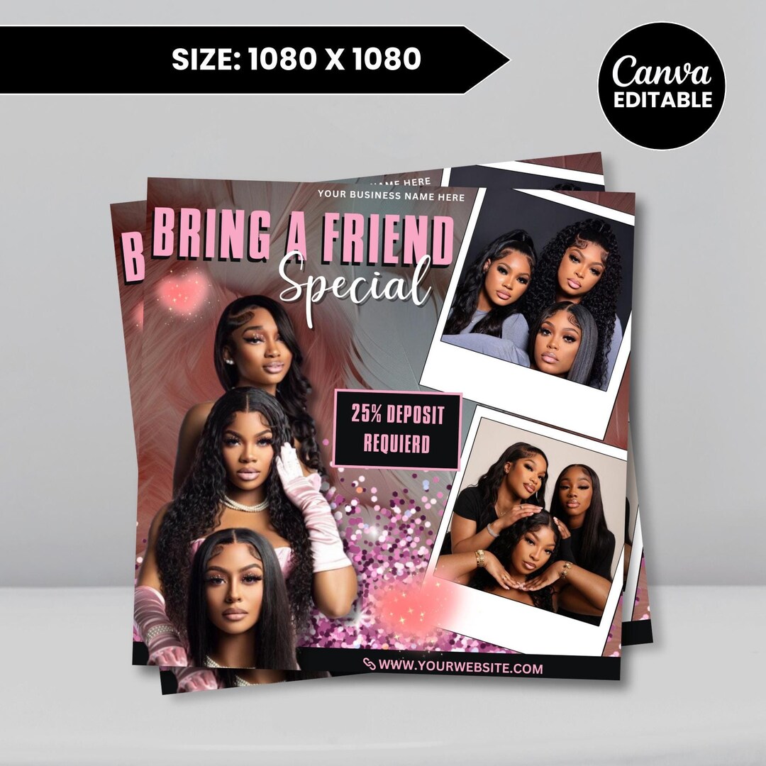 Bring A Friend Flyer, DIY Template, Editable on Canva, Bestie Deal ...