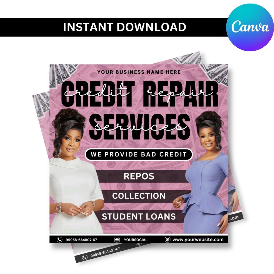 Credit Repair Service Flyer Template, DIY Flyer Template Design, Credit ...